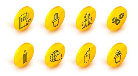 냄비에 꽃을 놓고 컴퓨터 마우스 말풍선으로 만든 세계지도 연필 기어 바인더 클립 선인장과 즙이 많고 문서 확인 표시 아이콘 벡터 0명에 대한 스톡 벡터 아트 및 기타 이미지