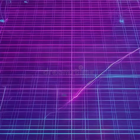 Abstract Grid Line Doodle Pattern Neon Light Stock Illustration