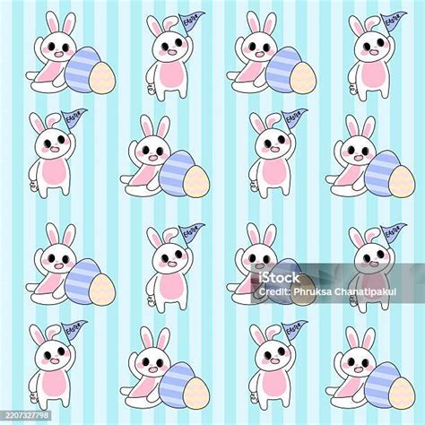 귀여운 부활절 토끼 완벽 한 패턴 파스텔 봄 토끼 토끼와 꽃과 부활절 달걀 Diy에 대한 스톡 벡터 아트 및 기타 이미지
