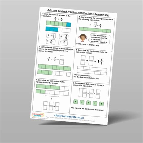 Year Add And Subtract Fractions With The Same Denominators Reasoning And Problem Solving