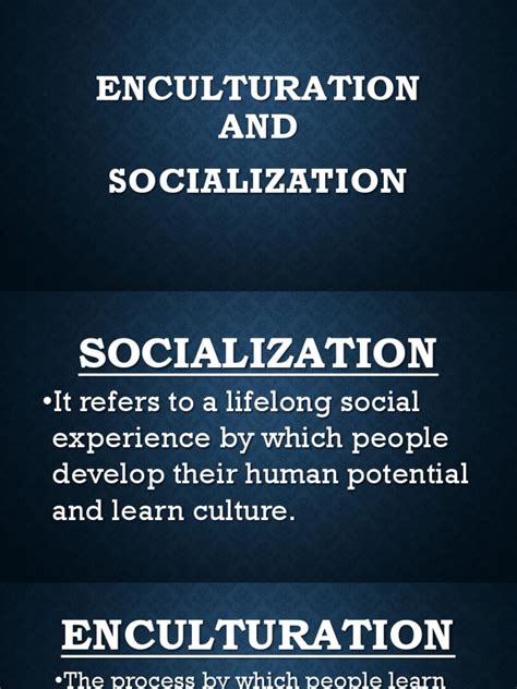 Enculturation And Socialization Socialization Identity Social Science