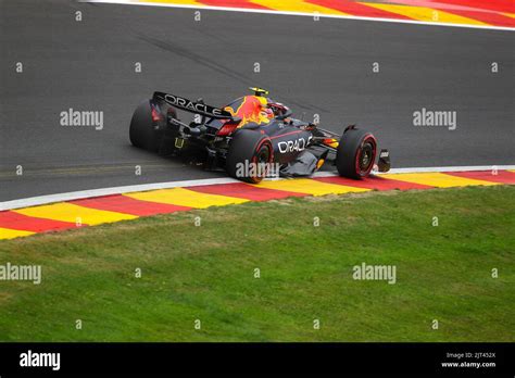 Sergio Perez Mex Redbull Racing Rb18 During Formula 1 Rolex Belgian