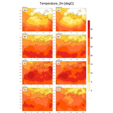 Spatial Distribution Of Monthly Average Temperature At 2 M °c For Download Scientific Diagram