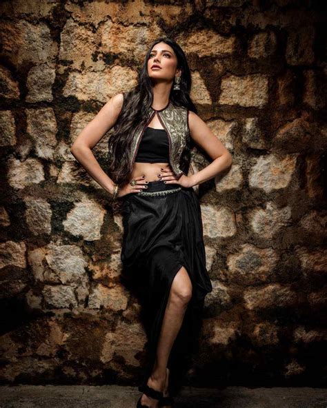 Shruti Haasan Exudes Glamour In A Black Slit Skirt Set