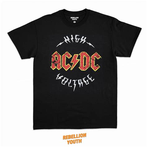 Jual Kaos Distro Pria Kaos Musik Band Acdc High Voltage Bahan Cotton
