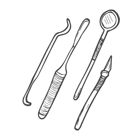 configurado para la inspección de odontología en un estilo de dibujo a