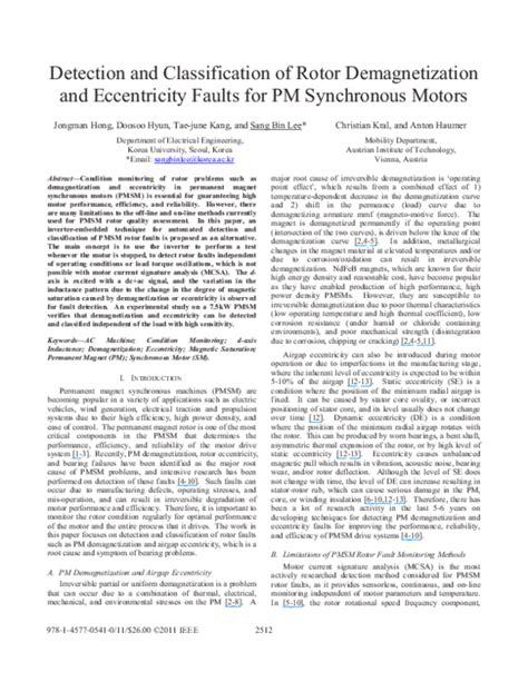Pdf Detection And Classification Of Rotor Demagnetization And