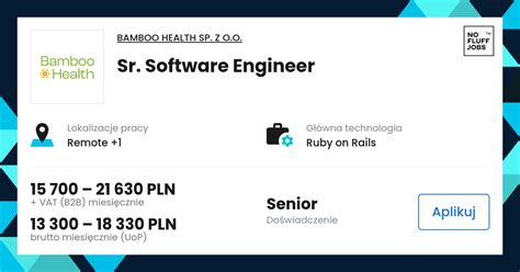 Praca Sr Software Engineer Fullstack Bamboo Health Zdalnie No