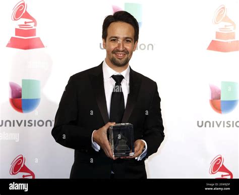 Lin Manuel Miranda Poses With Presidents Merit Award At The 18th