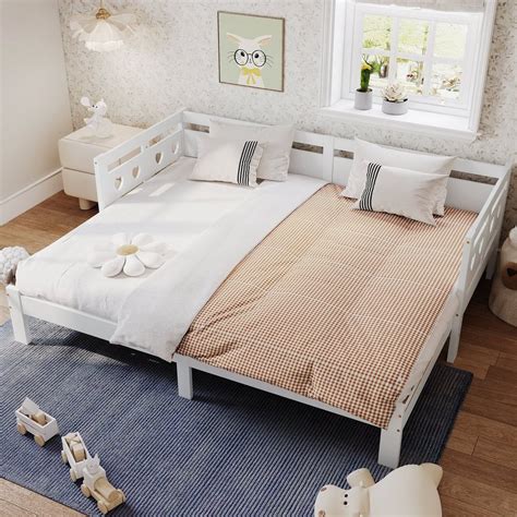Okwish Daybett Ausziehbares Tagesbett Kiefer Holzbett 90x190cm