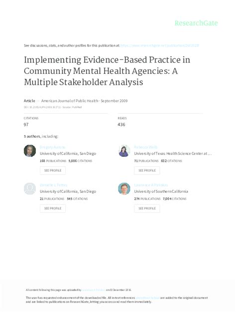 Pdf Implementing Evidence Based Practice In Community Mental Health Agencies A Multiple
