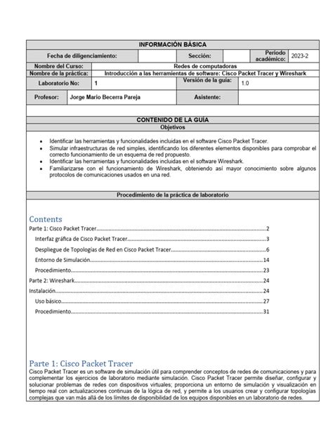 Laboratorio1 Introducción Packet Tracer Wireshark Descargar Gratis