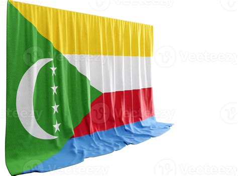 Comorian Flag Curtain In 3d Rendering Celebrating Comorian Heritage