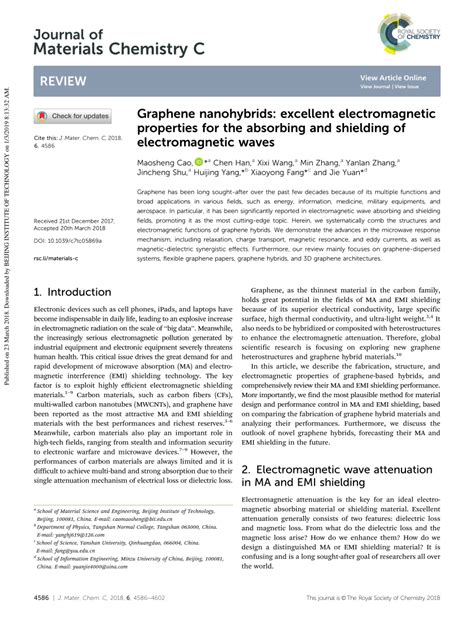 Pdf Graphene Nanohybrid：excellent Electromagnetic Properties For Electromagnetic Wave