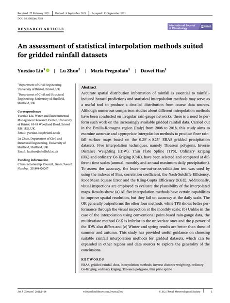 Pdf An Assessment Of Statistical Interpolation Methods Suited For
