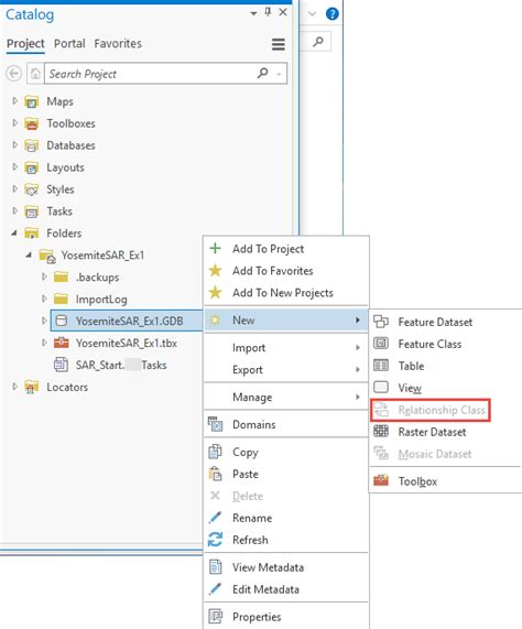 Problem Unable To Create A Relationship Class Via The Catalog Pane In Arcgis Pro