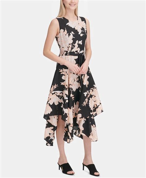 Calvin Klein Floral Handkerchief Hem Midi Dress Macys