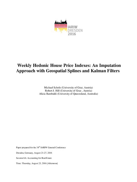 Fillable Online Weekly Hedonic House Price Indices An Imputation