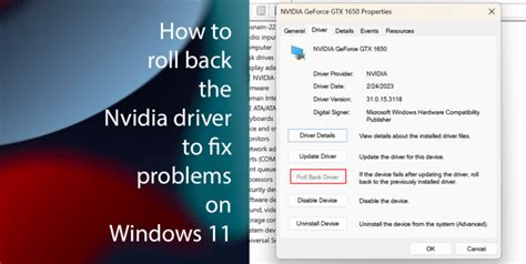 How To Roll Back Nvidia Driver To Fix Problems In Windows 11