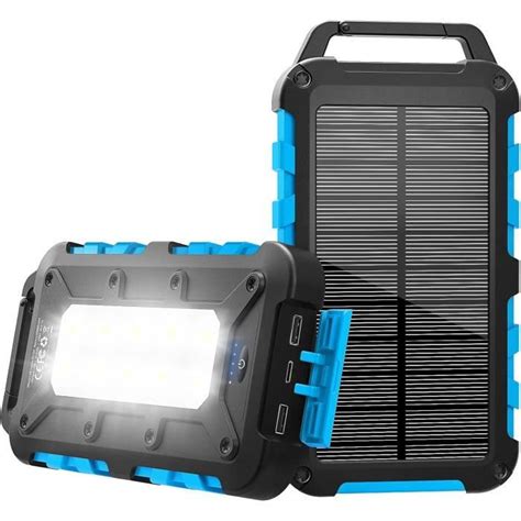 Chargeur Solaire Mah Batterie Externe Solaire Portable Batterie Avec Ports Usb Et Une