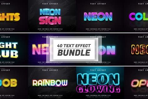 Neon Text Effect Editable Bundle Graphic By Aglonemadesign · Creative Fabrica