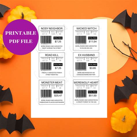 Printable Fake Meat Stickers For Halloween Cassie Smallwood
