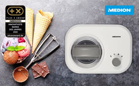 Amazon De Medion Eismaschine Mit Kompressor Eiscremebereiter 1 Liter 100 Watt Aluminium