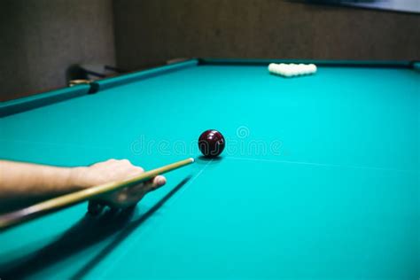 Man Is Playing Billiard Guy Is Holding Pool Cue In His Hand Small