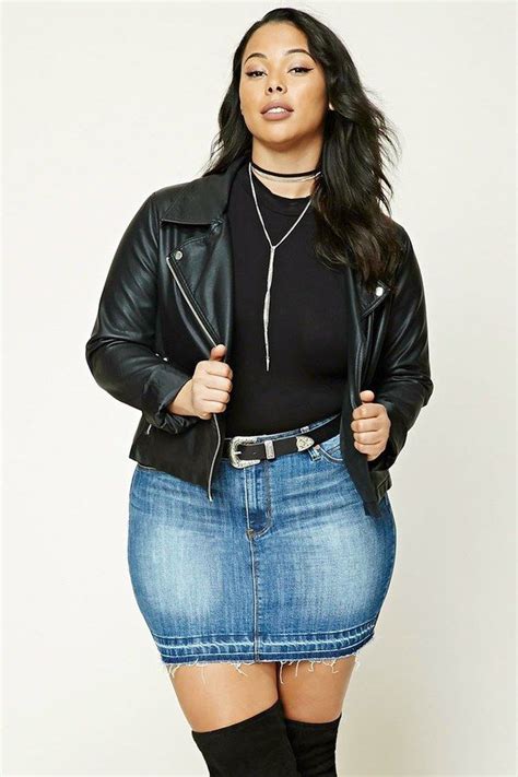 Plus Size Denim Mini Skirt Outfit Jeans Denim Outfit Plus Size Denim Skirt Outfits Plus Size