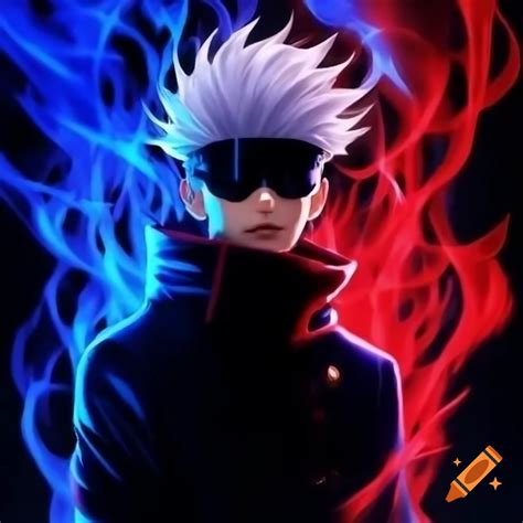 Ultra Realistic Close Up Profile Of Gojo Satoru With Spiked Electric Blue Hair And Splashing