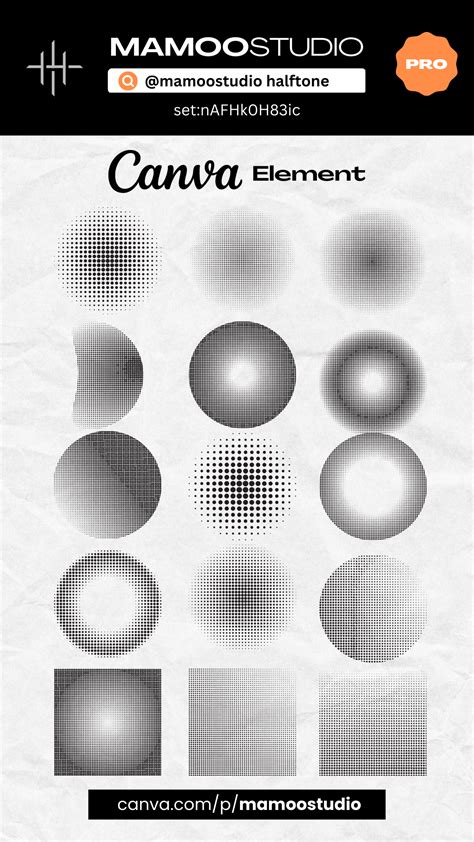 Halftone Dot Pattern Canva Element Set NAFG Adq D Graphic Design Cards Graphic Design
