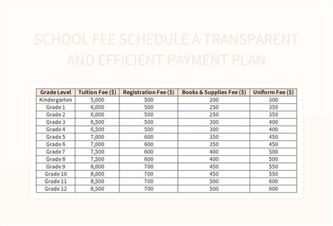 Free Fee Schedules Templates For Google Sheets And Microsoft Excel Slidesdocs