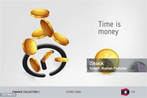 라오스 킵 동전 금융 개념 비행 시계 아이콘입니다 인쇄 웹 사이트 웹 디자인 모바일 애플 리 케이 션 인포 그래픽에 대 한 벡터 일러스트 0명에 대한 스톡 벡터 아트 및