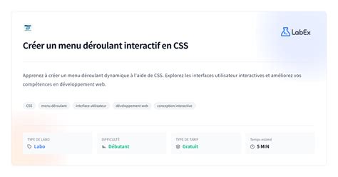 Menu Déroulant Css Interface Utilisateur Interactive Labex