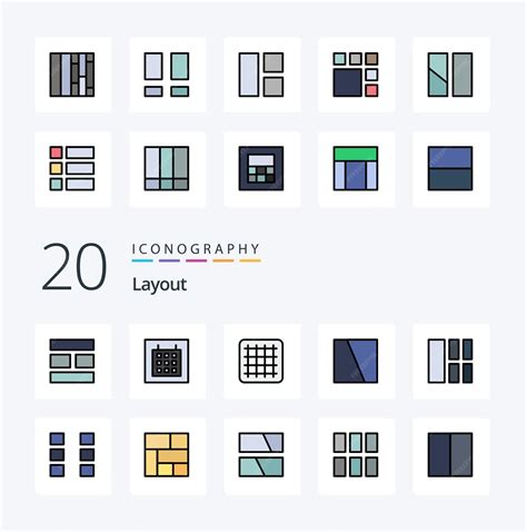 Premium Vector 20 Layout Line Filled Color Icon Pack Like Interface Collage Image Layout Wireframe