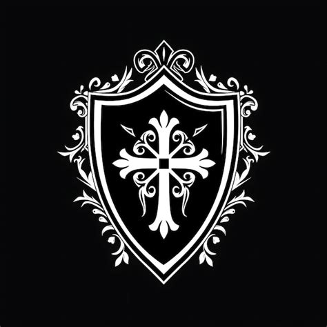 Premium Photo Crusader Knight Crest Logo With Crosses And Fleurs De Premium Photo Crusader Knight Crest Logo With Crosses And Fleurs De