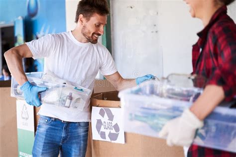 Man Sorting Rubbish At The Garbage Sorting Factory Stock Photo Image Of Energy Nature 217899154