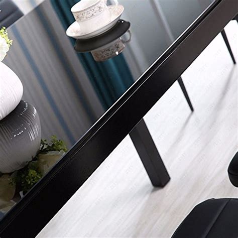 Ids Online 7 Pieces Modern Glass Dining Table Set Faxu Leather With 6