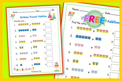 Addition Classroom Star Worksheets