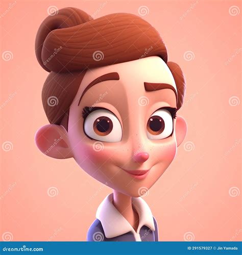Cute Girl With Brown Hair And Blue Blouse 3d Rendering Stock Illustration Illustration Of