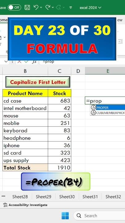 how to capitalize first letters in excel with proper excel hindi