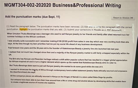 Solved 1 Read The Paragraph Below The Punctuation Marks