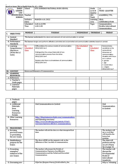 Weekly Home Learning Plan Pdf