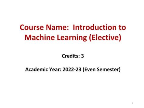 Unit 1 Introduction To Machine Learning Concept Ppt