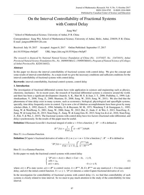 Pdf On The Interval Controllability Of Fractional Systems With