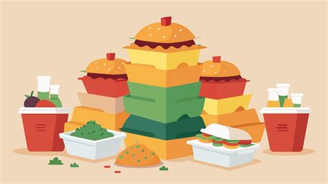 Premium Vector A Pile Of Takeout Containers Overflowing With Greasy