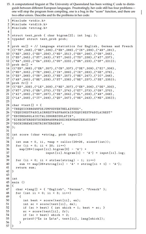Solved 15 A Computational Linguist At The University Of Chegg