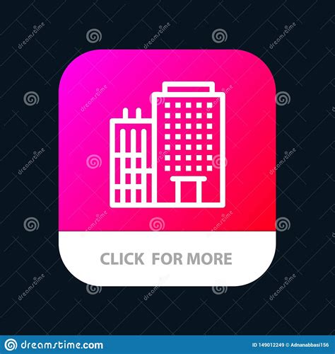 Hotel Building Home Service Mobile App Button Android And Ios Line Version Stock Vector