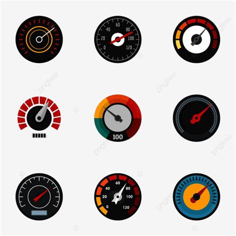 Flat Character Set Vector Png Images Gauge Icon Set Flat Vector