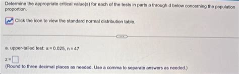 Solved Determine The Appropriate Critical Value S For Each